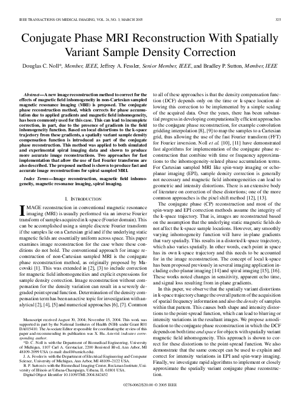 (PDF) Conjugate Phase MRI Reconstruction With SpatiallyVariant Sample ...