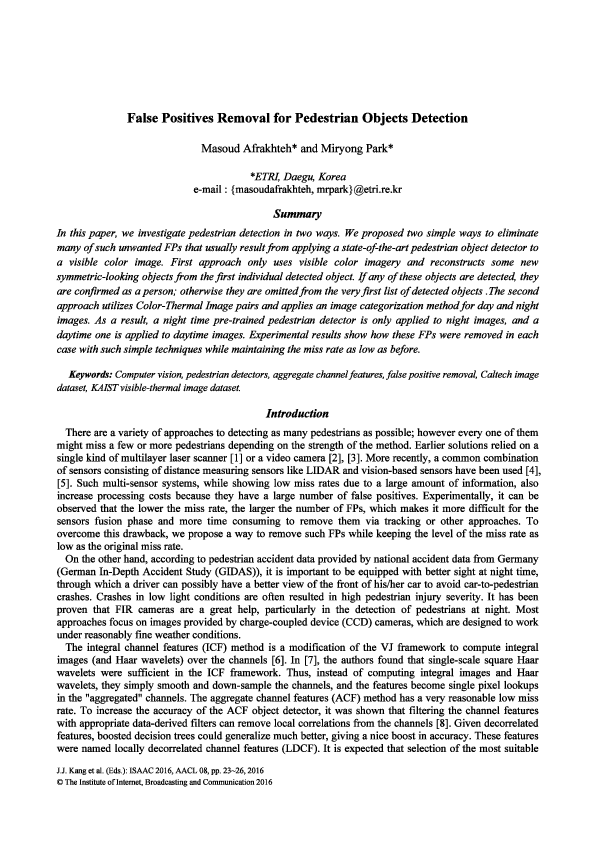 (PDF) False Positives removal for pedestrian object detection | Masoud ...