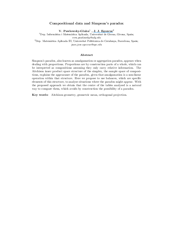 (PDF) Compositional data and Simpson's paradox