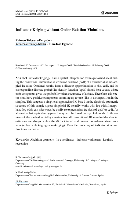 (PDF) Indicator Kriging without Order Relation Violations