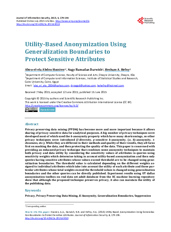 Pdf Utility Based Anonymization Using Generalization Boundaries To