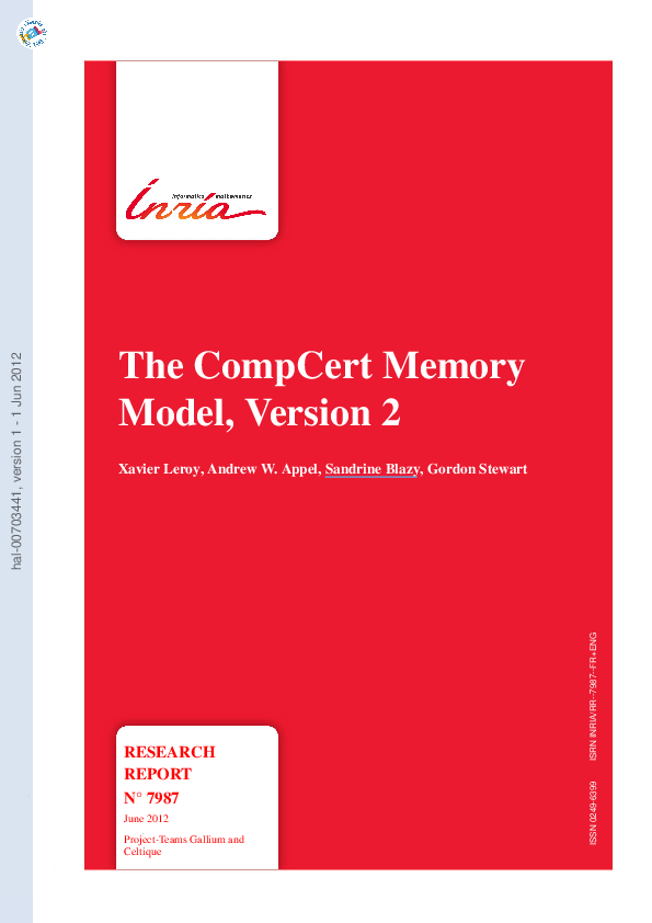 (PDF) The CompCert Memory Model, Version 2