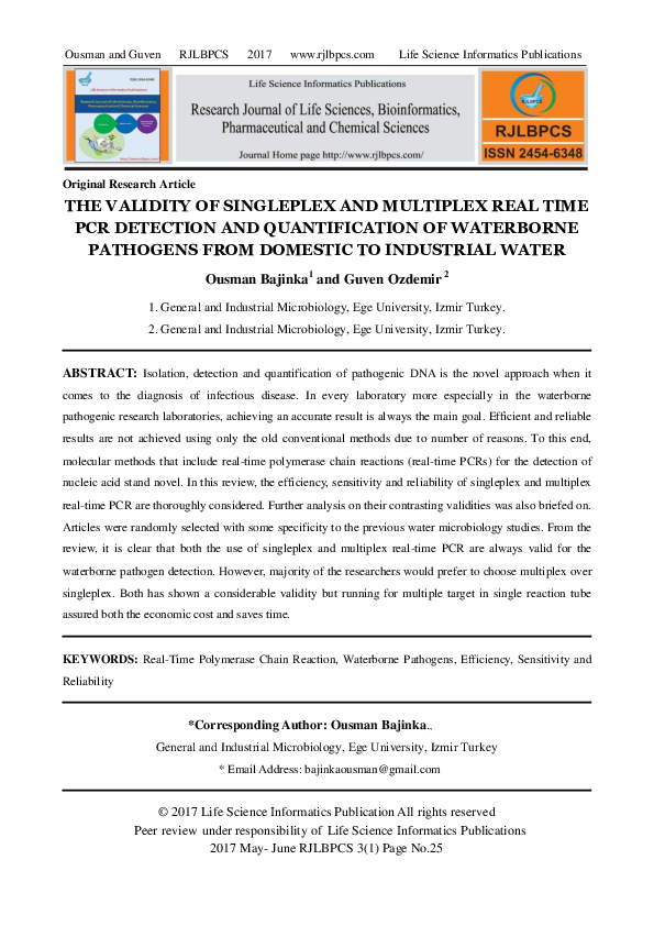 Pdf The Validity Of Singleplex And Multiplex Real Time Pcr Detection And Quantification Of