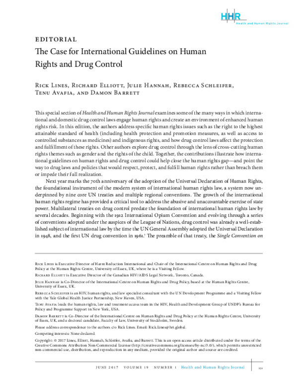 (PDF) The Case for International Guidelines on Human Rights and Drug ...