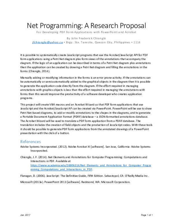 (PDF) Net Programming: A Research Proposal For Developing PDF Form ...