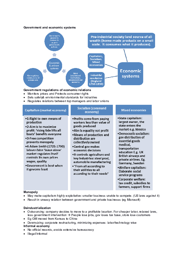 (DOC) Government and economic systems