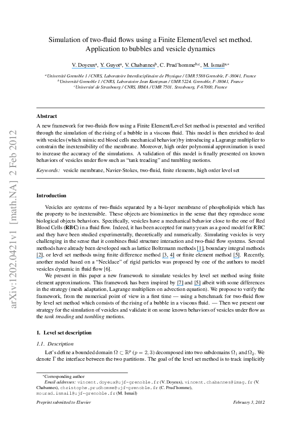 (PDF) Simulation of two-fluid flows using a finite element/level set method. Application to ...