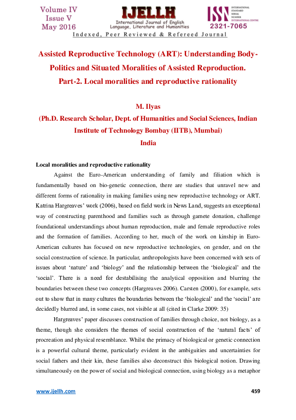 (PDF) Local Moralities in Assisted Reproductive Tech