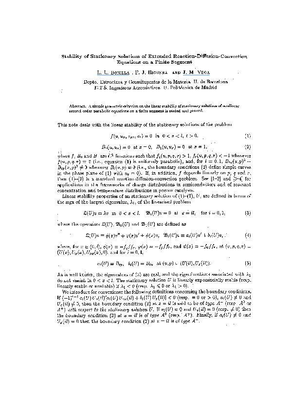 (PDF) Stability of stationary solutions of extended reaction-diffusion-convection equations on a ...