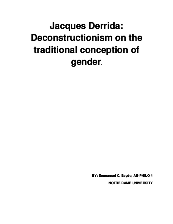 (DOC) Jacques Derrida Deconstructionism on the traditional conception ...