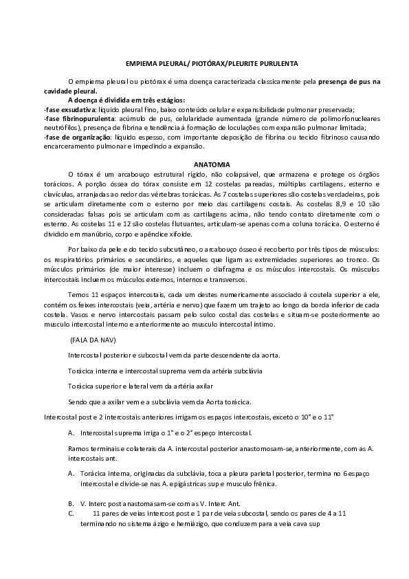 (DOC) Empiema pleural ou piotórax