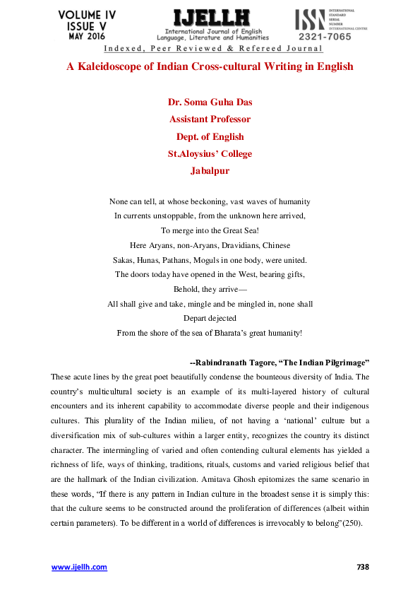 (PDF) A Kaleidoscope of Indian Cross-cultural Writing in English