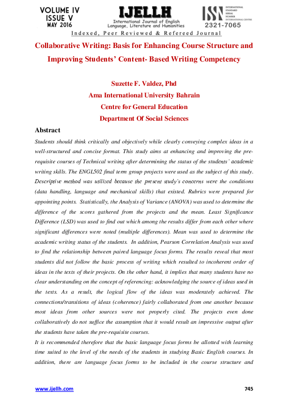 (PDF) Collaborative Writing: Basis for Enhancing Course Structure and ...