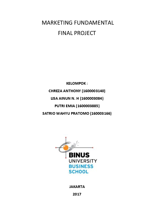 (DOC) Final Assignment of Marketing Fundamental