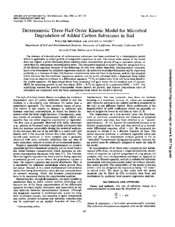 (PDF) Deterministic three-half-order kinetic model for microbial degradation of added carbon ...