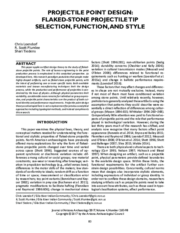 (PDF) PROJECTILE POINT DESIGN: FLAKED-STONE PROJECTILE TIP SELECTION ...