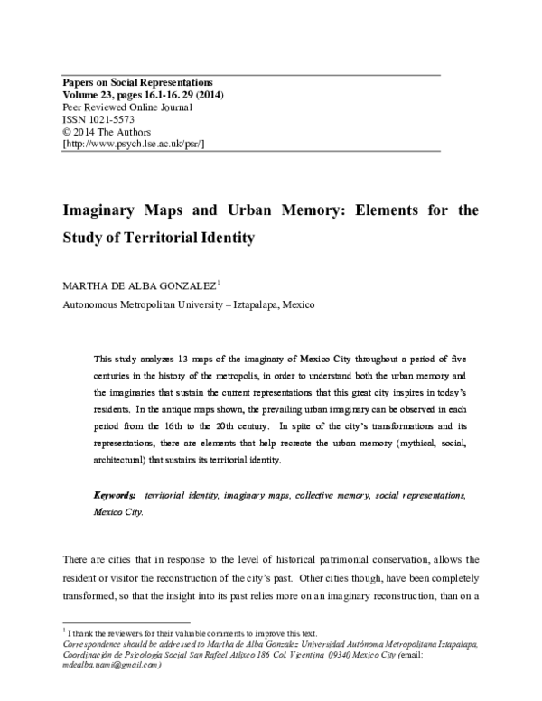 (PDF) Imaginary Maps and Urban Memory: Elements for the Study of ...