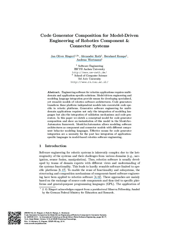 (PDF) Code Generator Composition for Model-Driven Engineering of ...
