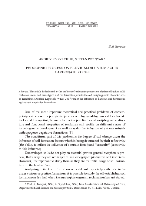 (PDF) PEDOGENIC PROCESS ON ELUVIUM-DILUVIUM SOLID CARBONATE ROCKS