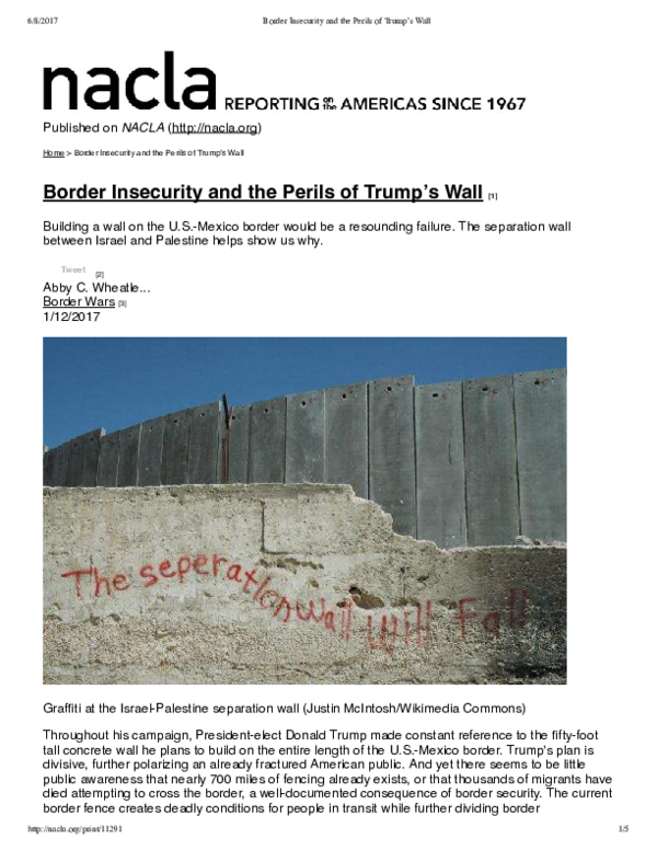 (PDF) Border Insecurity and the Perils of Trump's Wall