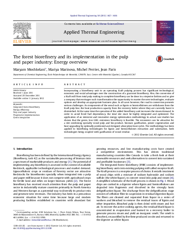 (PDF) The forest biorefinery and its implementation in the pulp and ...
