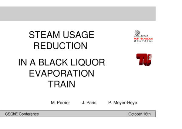 (PDF) Steam usage reduction in a black liquor evaporator train