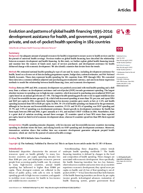 (PDF) Evolving health expenditure landscape of the BRICS nations and projections to 2025 ...