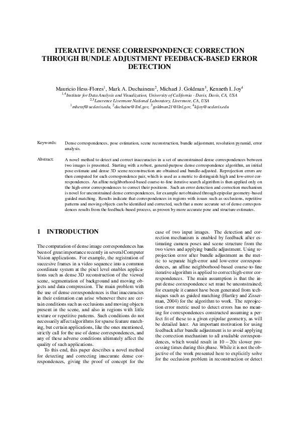 Pdf Iterative Dense Correspondence Error Correction Through Bundle
