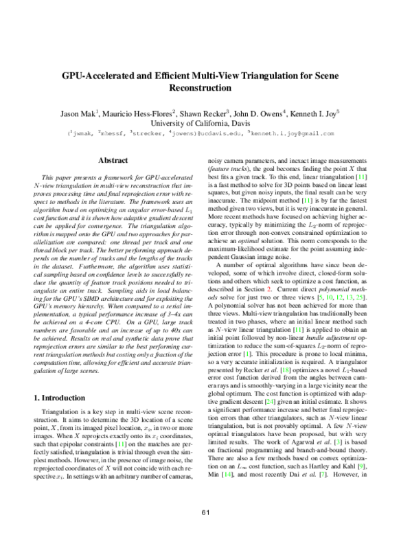 (PDF) GPU-Accelerated and Efficient Multi-View Triangulation for Scene Reconstruction
