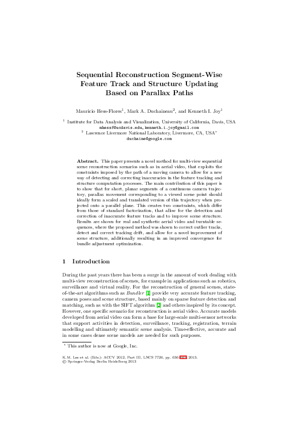 Pdf Sequential Reconstruction Segment Wise Feature Track And