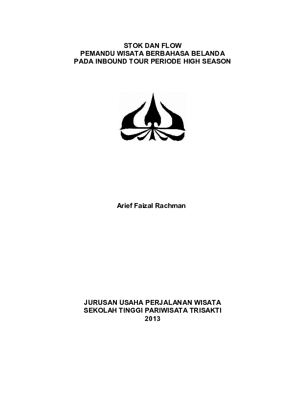 (PDF) STOK DAN FLOW PEMANDU WISATA BERBAHASA BELANDA PADA INBOUND TOUR ...