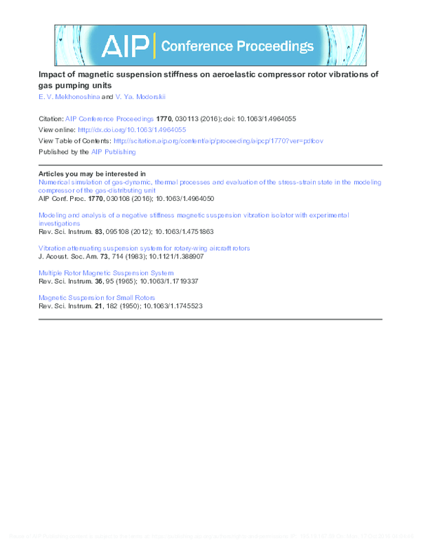 (PDF) Impact of magnetic suspension stiffness on aeroelastic compressor ...