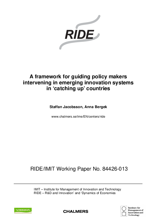 (PDF) A Framework for Guiding Policy-makers Intervening in Emerging ...
