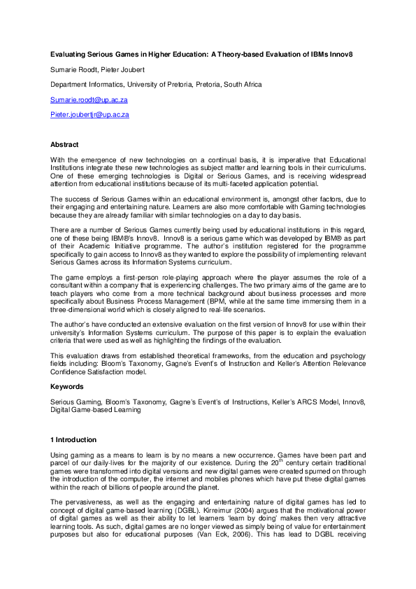 (PDF) A conceptual framework of serious games for higher education ...