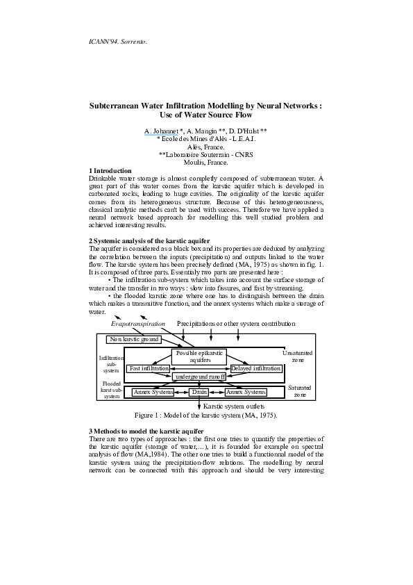 (PDF) Subterranean Water Infiltration Modelling by Neural Networks ...