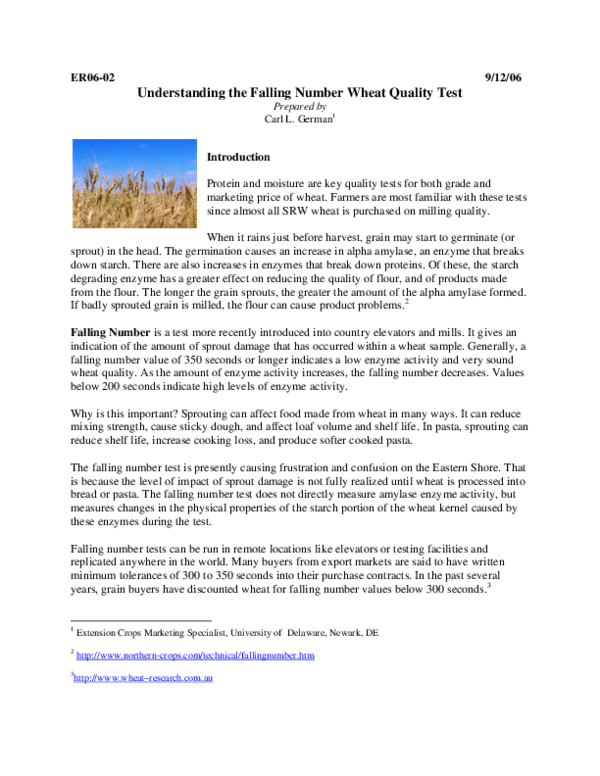 (PDF) ER06-02 Understanding the Falling Number Wheat Quality Test