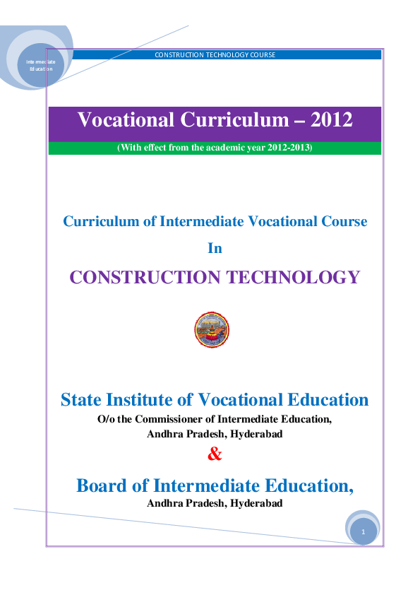 (PDF) Vocational Curriculum – 2012 Curriculum of Intermediate ...