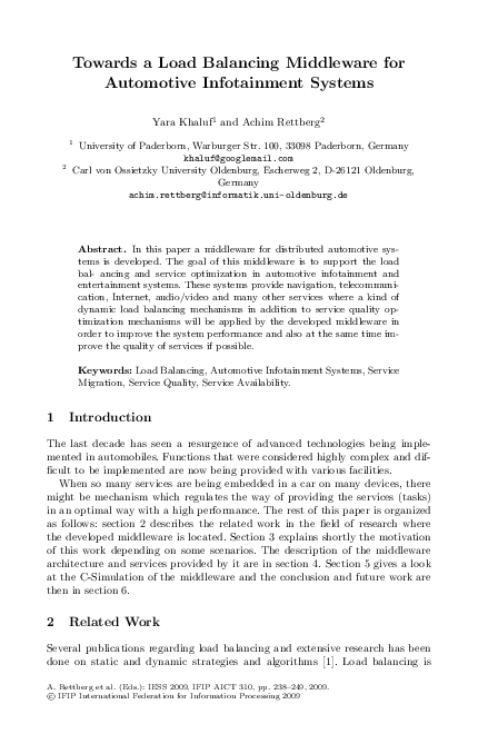 (PDF) Towards a Load Balancing Middleware for Automotive Infotainment Systems