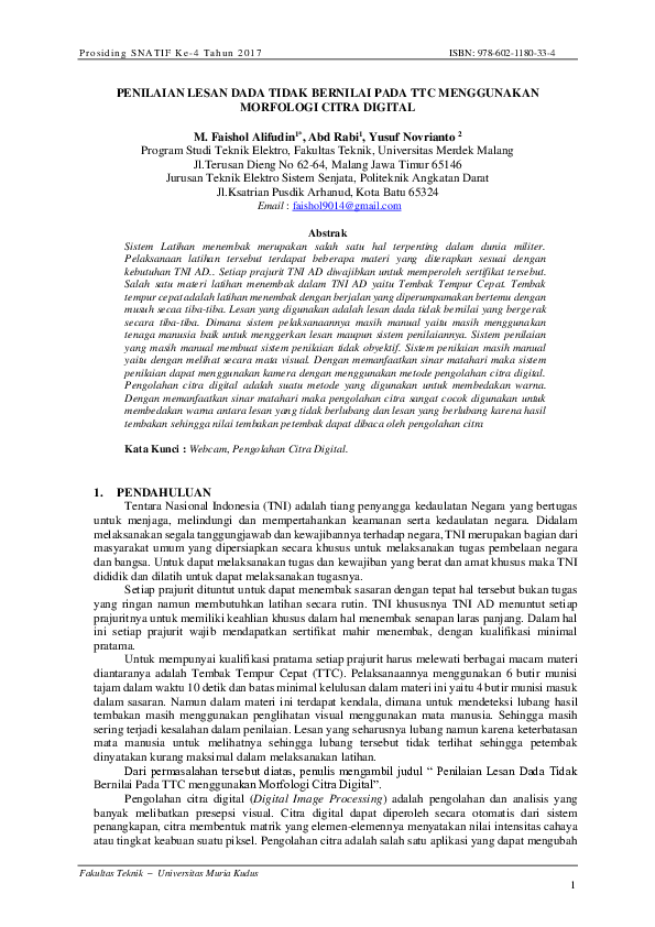 (PDF) PENILAIAN LESAN DADA TIDAK BERNILAI PADA TTC MENGGUNAKAN MORFOLOGI CITRA DIGITAL