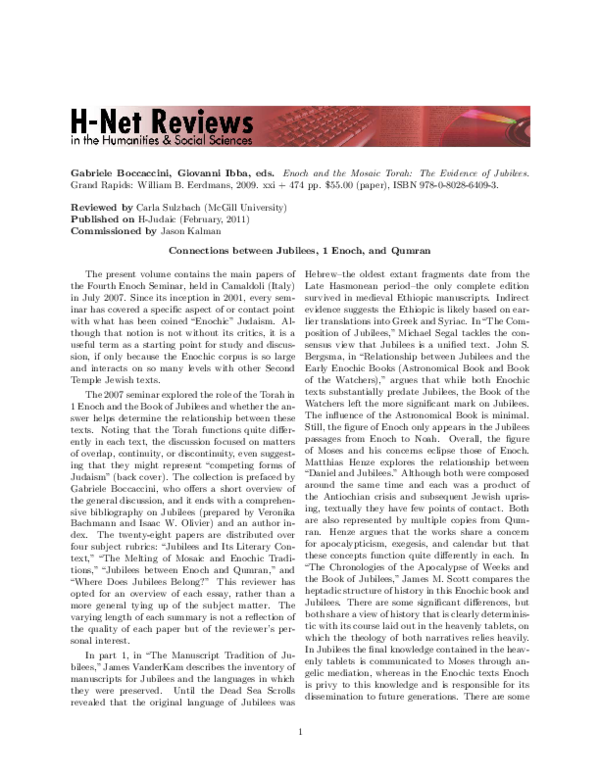 (PDF) Review of Gabriele Boccaccini, Giovanni Ibba, eds. Enoch and the ...