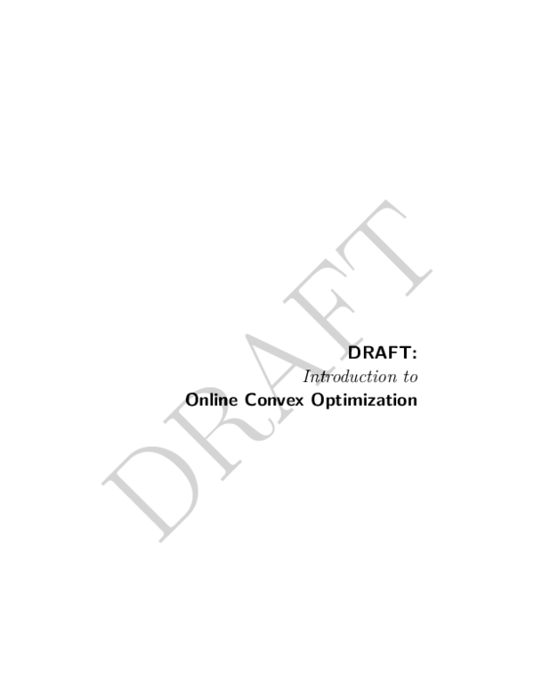(PDF) Online Convex Optimization