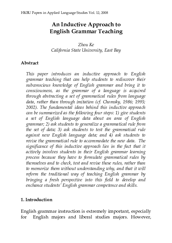 (PDF) An Inductive Approach to English Grammar Teaching