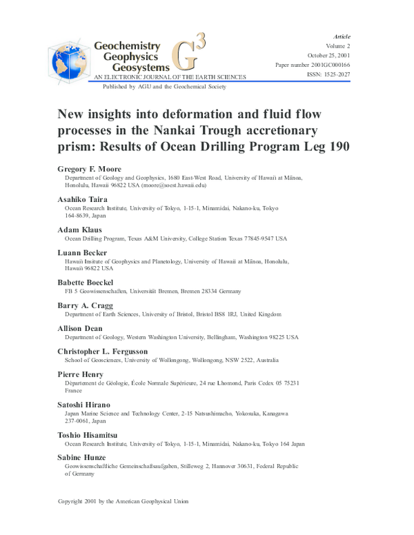 (PDF) New insights into deformation and fluid f low processes in the Nankai Trough accretionary ...