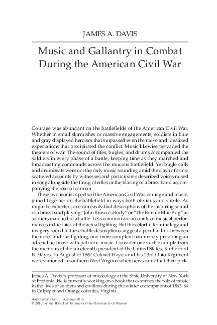 (PDF) Music and Gallantry in Combat During the American Civil War