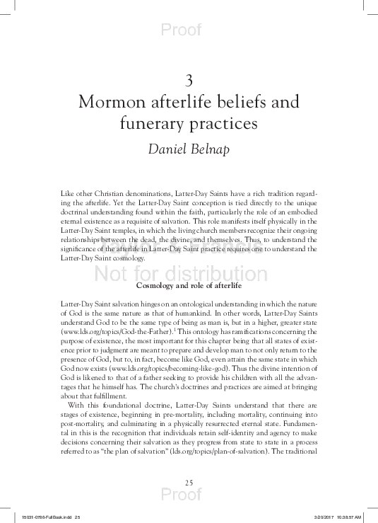 (PDF) Mormon afterlife beliefs and funerary practices