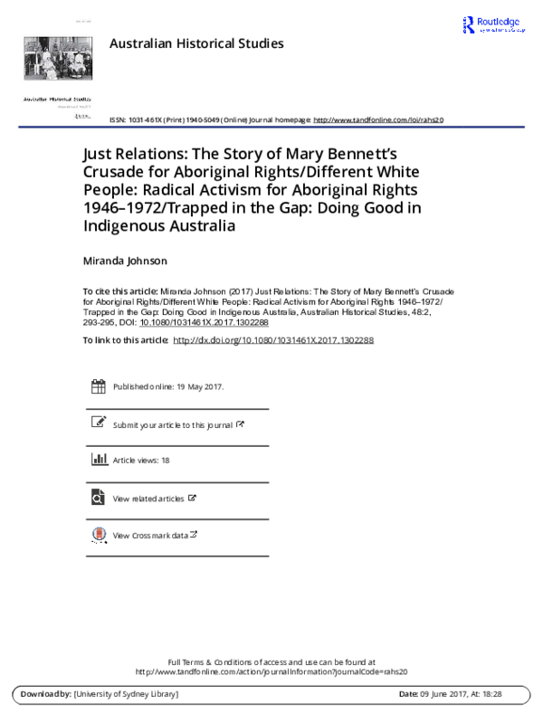 (PDF) Australian Historical Studies Crusade for Aboriginal Rights ...