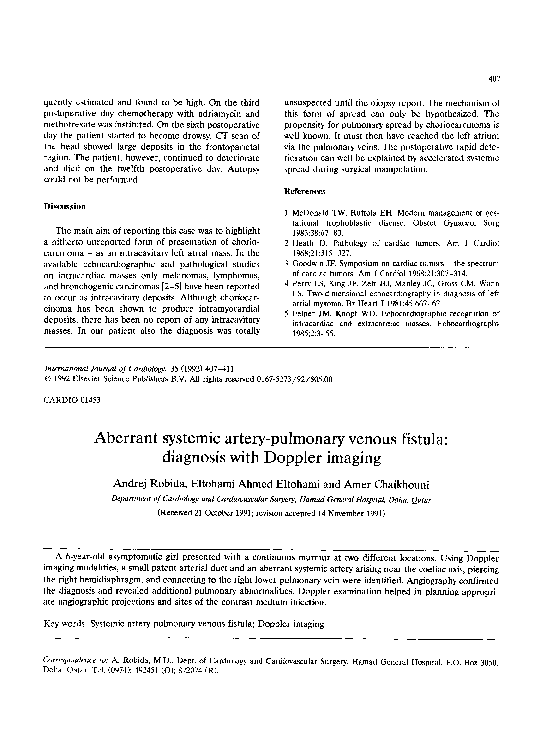 (PDF) Aberrant systemic artery-pulmonary venous fistula: diagnosis with ...