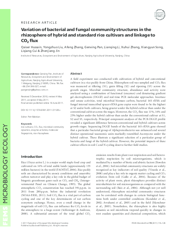 (PDF) Variation of bacterial and fungal community structures in the rhizosphere of hybrid and ...