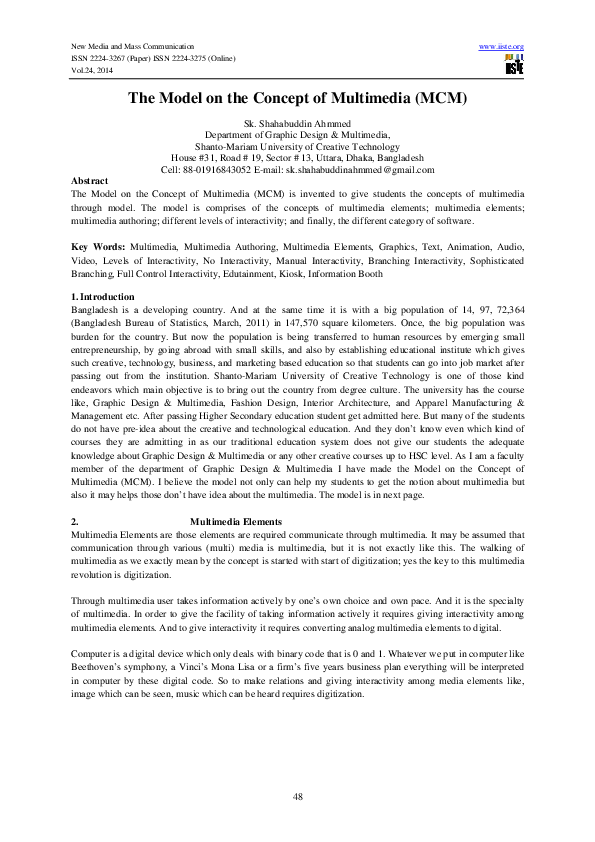 Pdf The Model On The Concept Of Multimedia Mcm Pdf