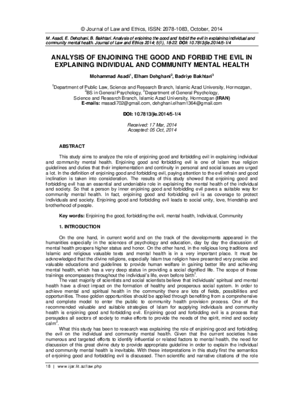 (PDF) ANALYSIS OF ENJOINING THE GOOD AND FORBID THE EVIL IN EXPLAINING ...